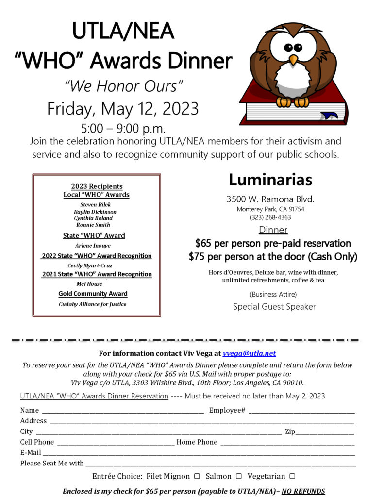 UTLA/NEA CTA WHO Awards - UTLA